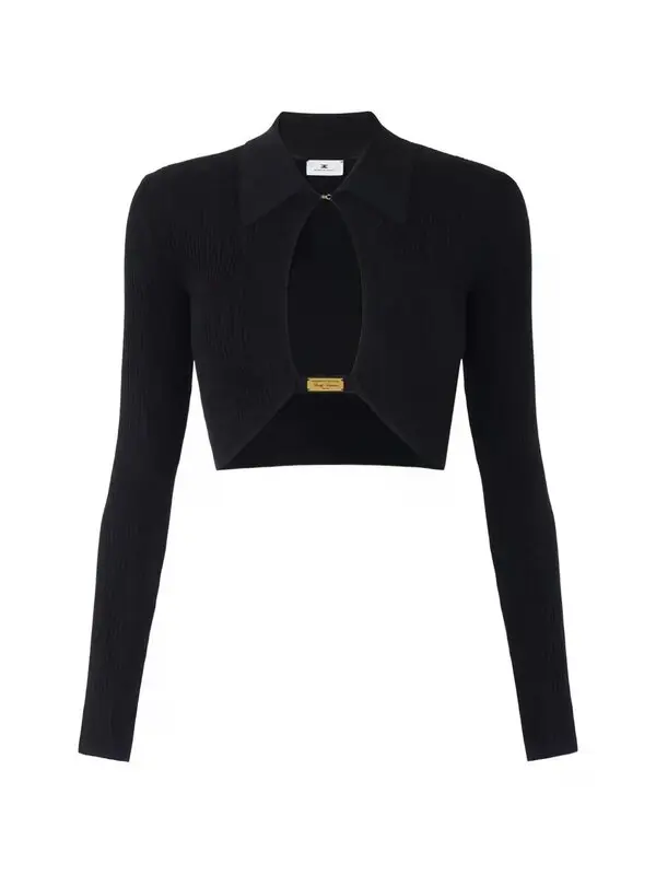 Elisabetta Franchi Micro-braided Cut-out Top - Black