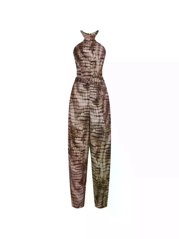 Elisabetta Franchi Alligator-print Racerback Jumpsuit - Brown