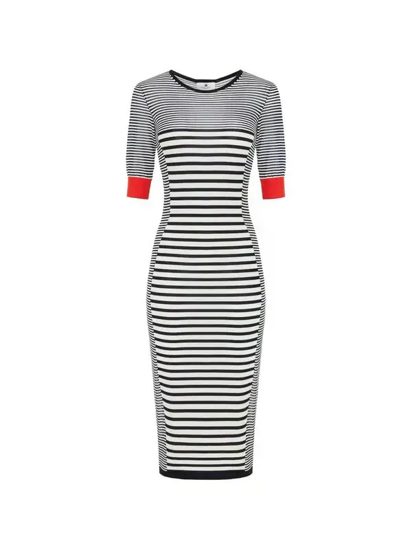 Elisabetta Franchi Striped Knit Dress - White