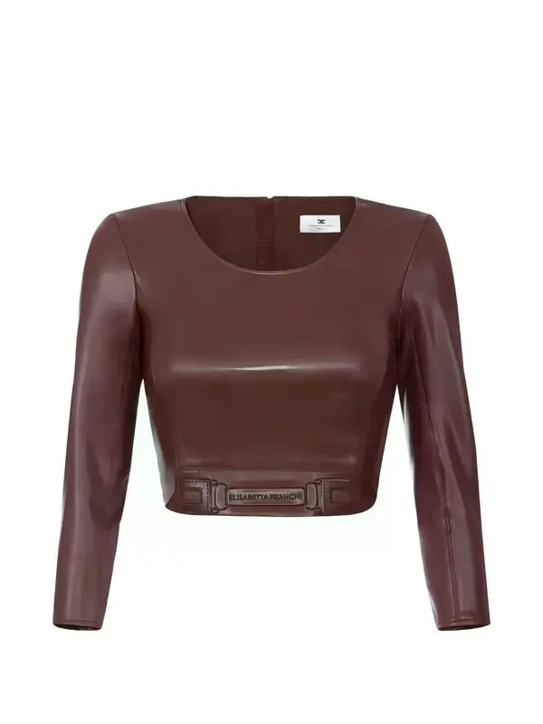 Elisabetta Franchi Embossed Logo-detail Top - Brown