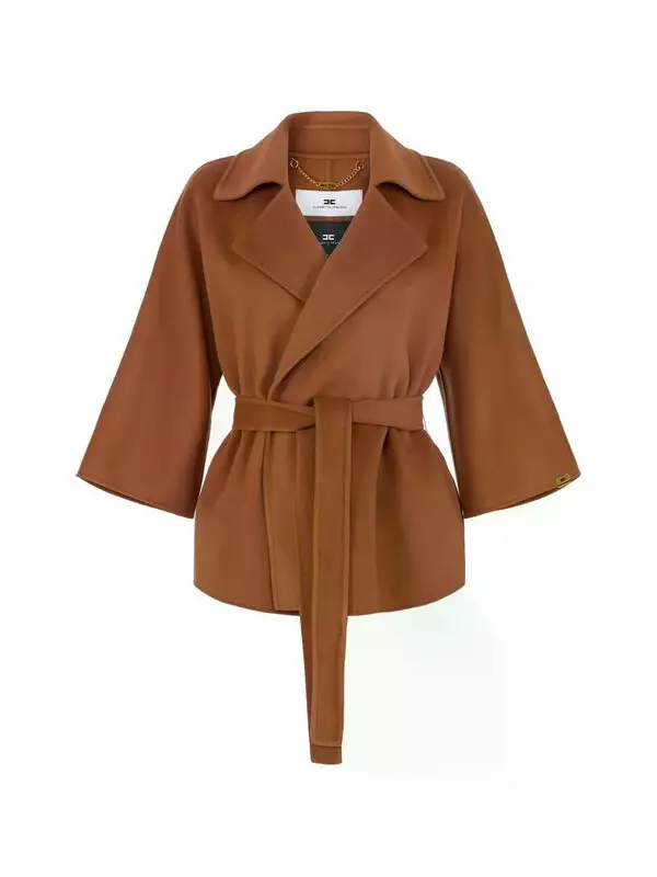 Elisabetta Franchi Belted Wool Coat - Brown