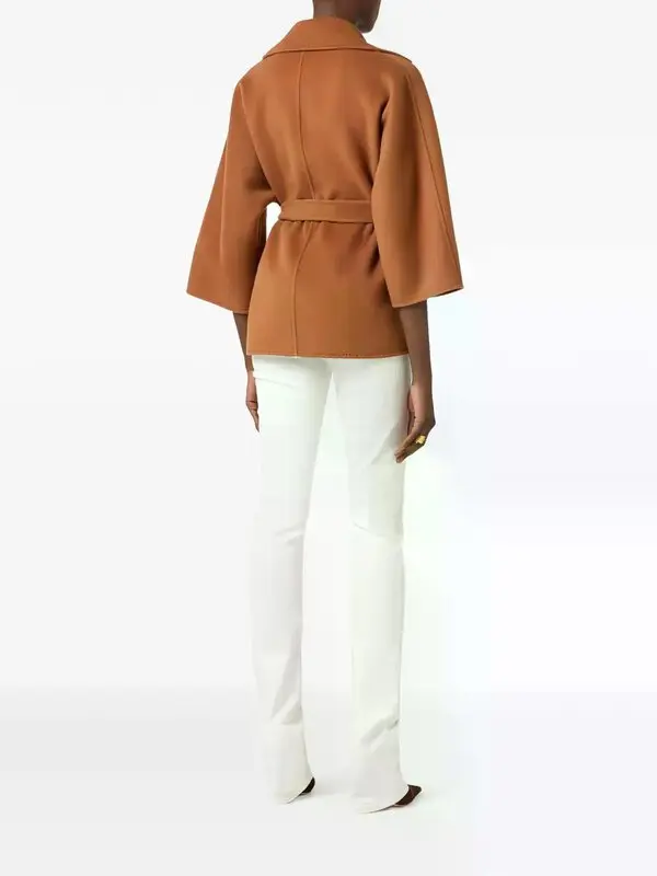 Elisabetta Franchi Wool Cloth Coat With Belted Silhouette And Kimono Sleeves