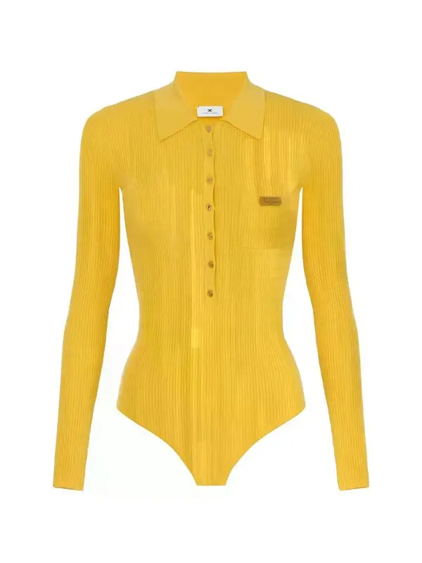 Elisabetta Franchi Micro-braided Knit Bodysuit - Yellow