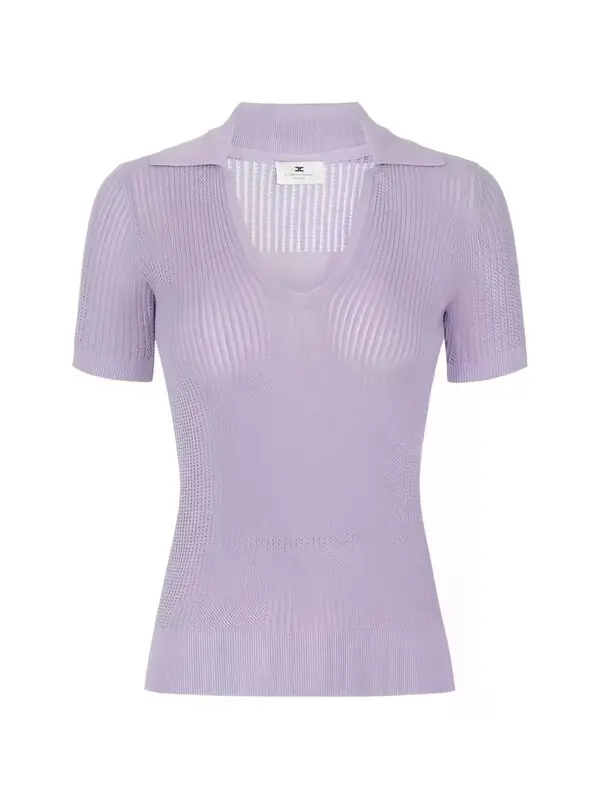 Elisabetta Franchi Ribbed-knit Logo-print Top - Purple