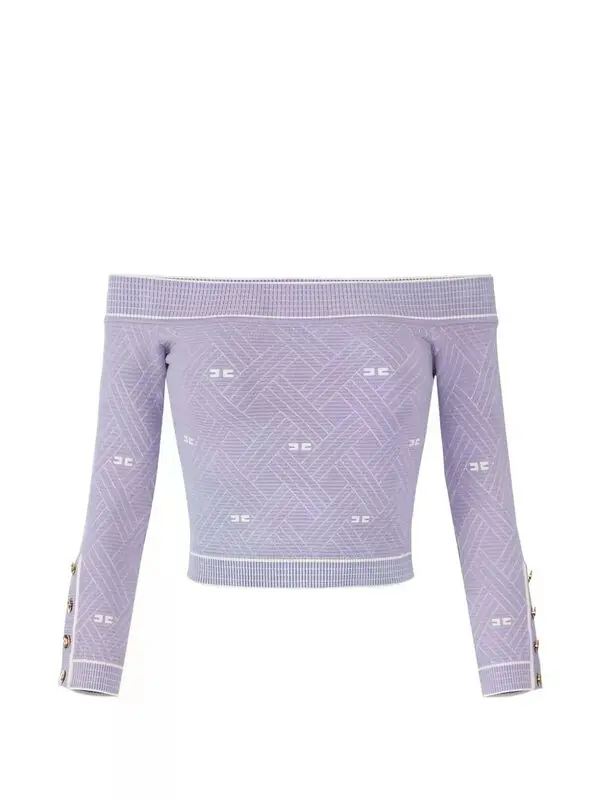 Elisabetta Franchi Off-the-shoulder Knit Top - Purple