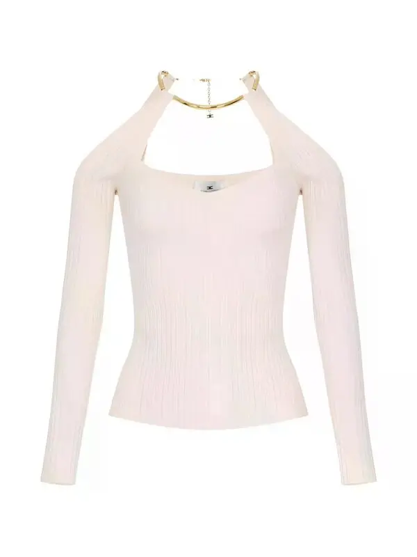 Elisabetta Franchi Jewel-detail Openwork-knit Top - Neutrals