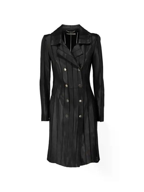 Versace Double-breasted Panelled Coat - Black