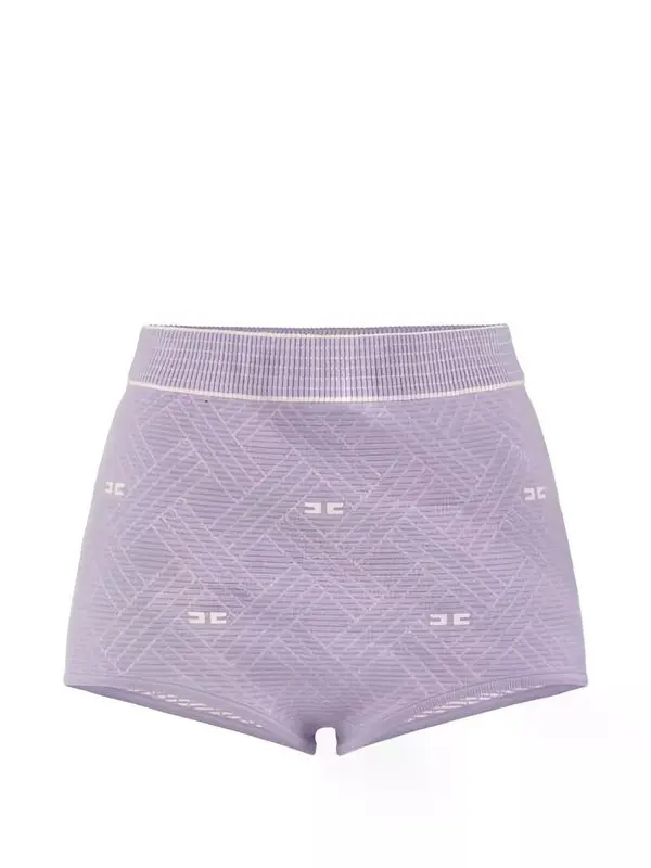 Elisabetta Franchi Diamond Jacquard Knit Shorts - Purple