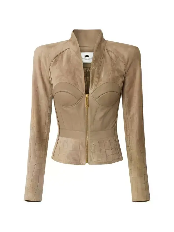 Elisabetta Franchi Suede Jacket - Brown