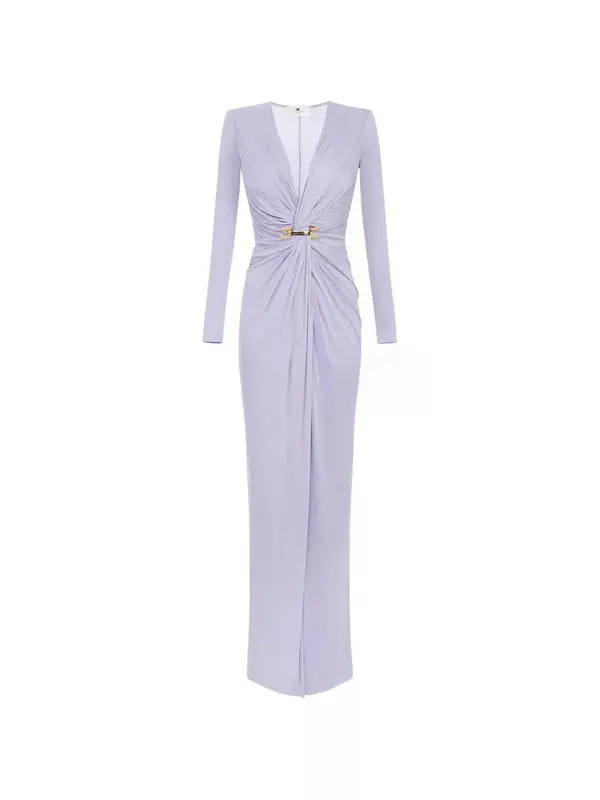 Elisabetta Franchi V-neck Draped Maxi Dress - Purple