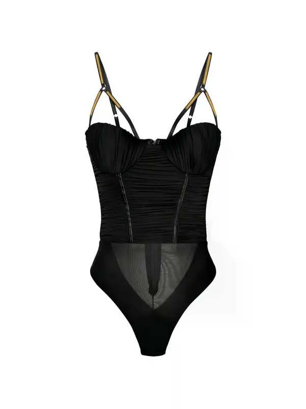 Elisabetta Franchi Embellished-strap Bodysuit - Black