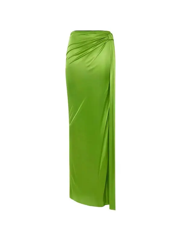 Elisabetta Franchi Draped Side-slit Maxi Skirt - Green