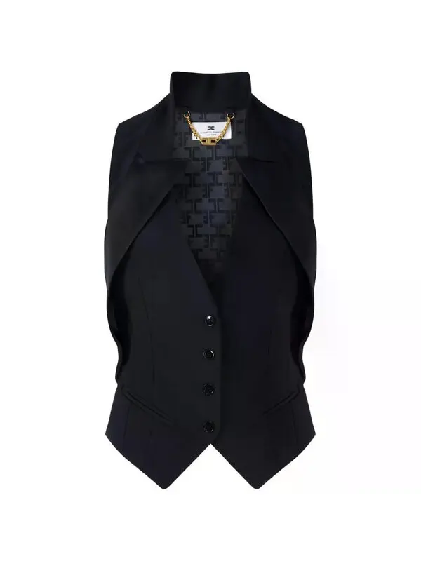 Elisabetta Franchi Satin-lapel Crêpe Waistcoat - Black