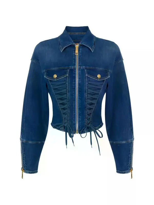 Elisabetta Franchi Lace-up Denim Jacket - Blue