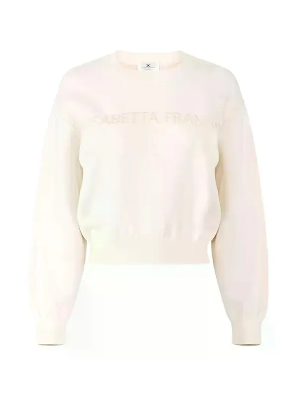 Elisabetta Franchi Logo-embroidered Sweatshirt - Neutrals