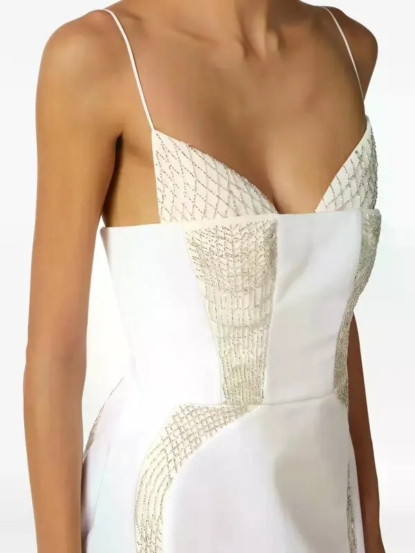 Elisabetta Franchi Tulle And Gabardine Mini Dress With Crystal Embellishments
