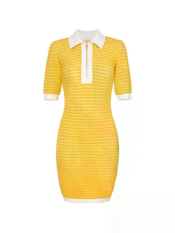 Elisabetta Franchi Waffle-stitch Mini Dress - Yellow