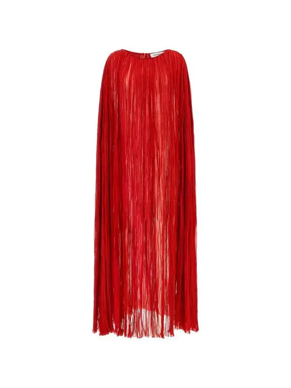 FEDERICA BONIFACI Pleated Hooded Maxi Dress - Red