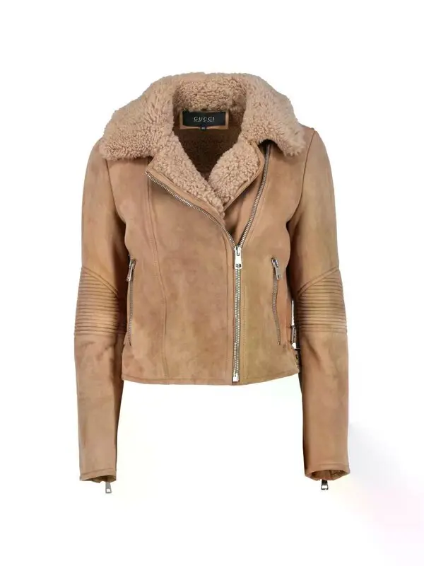 Gucci Shearling Biker Jacket - Neutrals