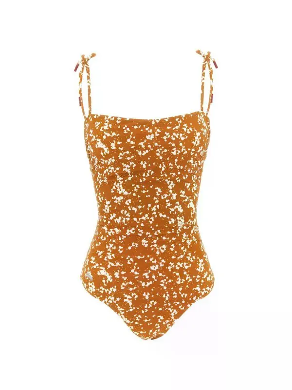 Kiton Splatter-print Tie-fastening Swimsuit - Brown