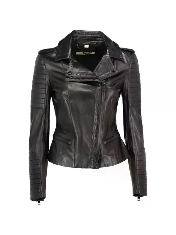 Burberry Quilted-sleeve Leather Jacket - Black