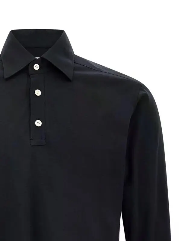 Kiton Positano Cotton Long-sleeve Polo Shirt