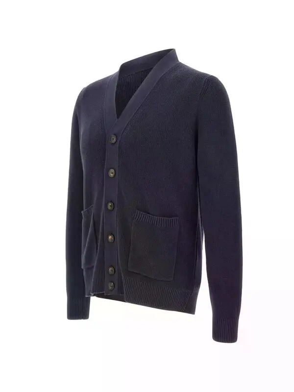 FILIPPO DE LAURENTIIS Ribbed V-neck Cotton Cardigan