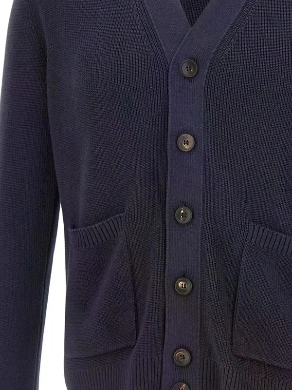 FILIPPO DE LAURENTIIS Ribbed V-neck Cotton Cardigan