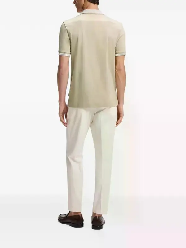 BOSS Stripe-trim Slim-fit Polo Shirt In Mercerised Cotton - Neutrals