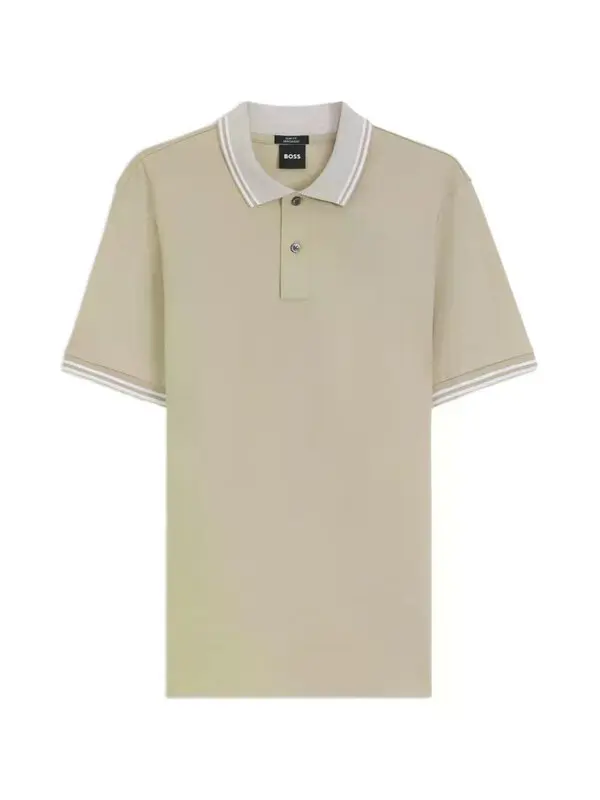 BOSS Stripe-trim Slim-fit Polo Shirt In Mercerised Cotton