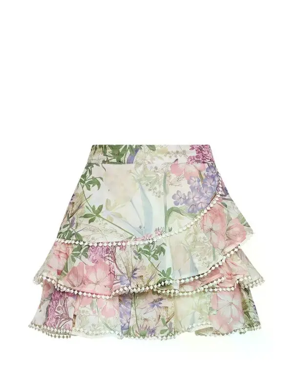 Charo Ruiz Ibiza Fera Floral-print Ruffled Mini Skirt - Neutrals