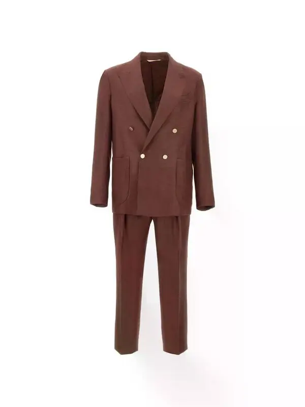 BRIGLIA 1949 Bolgheri Double-breasted Wool Suit - Brown