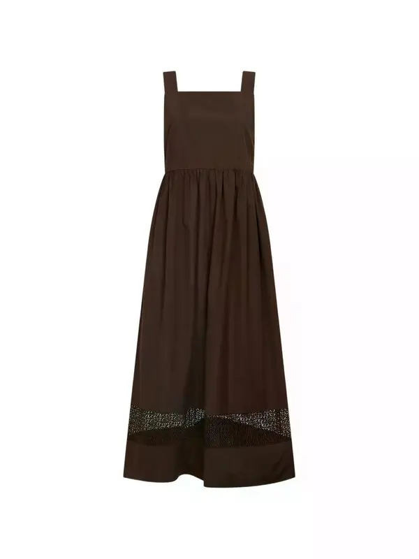 Max Mara Lace-insert Gathered Maxi Dress - Brown