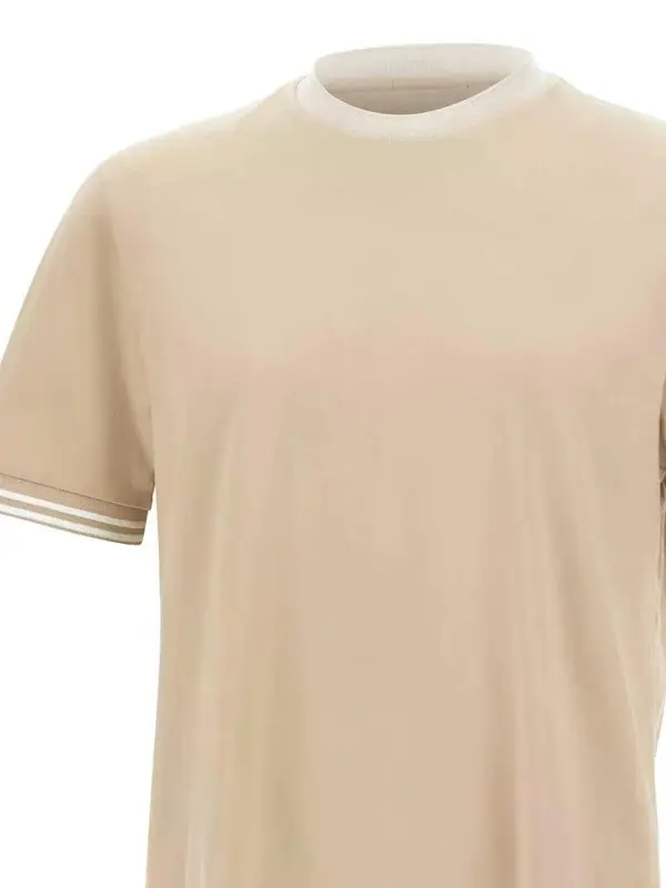 BOSS Mercerised Cotton Contrast-trim T-shirt