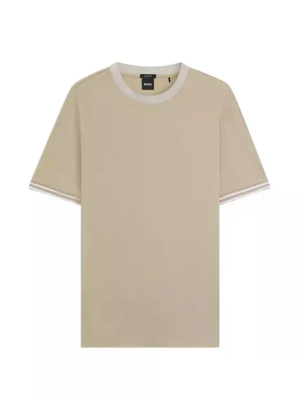 BOSS Contrast-tipping Slim-fit T-shirt In Mercerised Cotton
