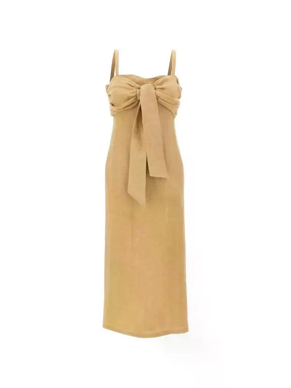 Marella Draped Bow-detail Dress - Neutrals