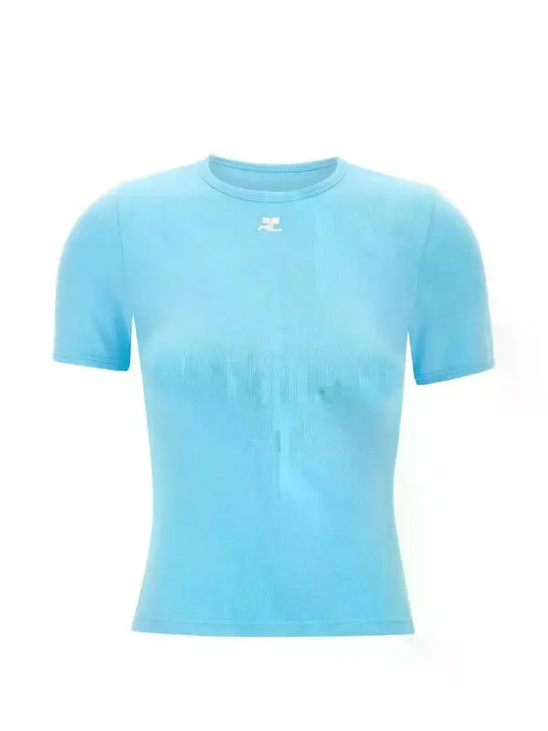 COURREGES Logo-embroidered T-shirt - Blue