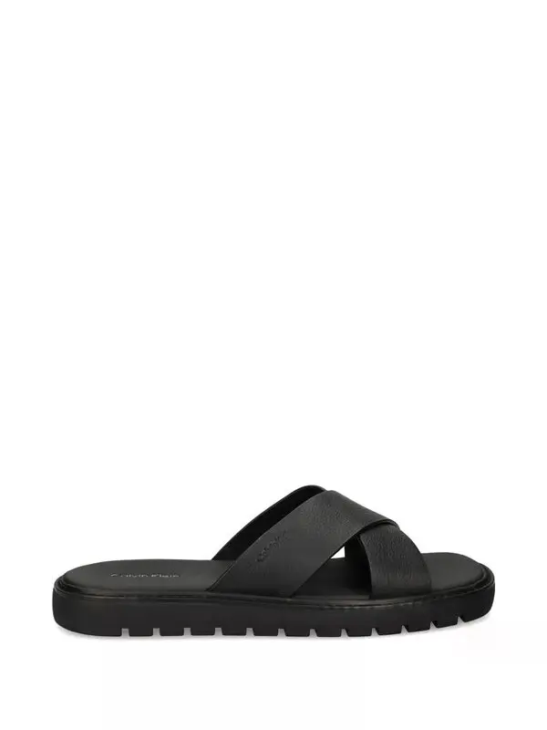Calvin Klein Cross-strap Leather Sandals