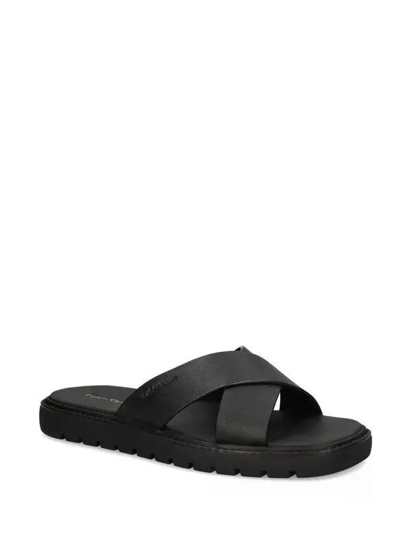 Calvin Klein Cross-strap Leather Sandals