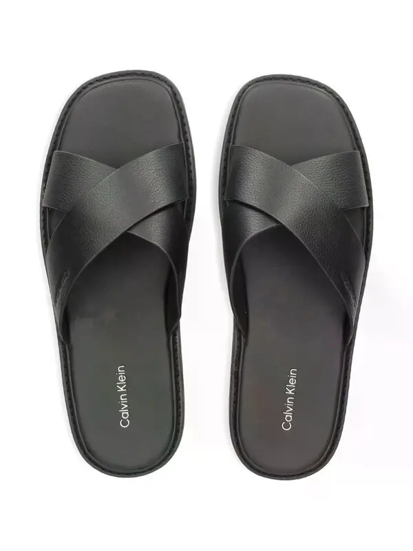 Calvin Klein Cross-strap Leather Sandals
