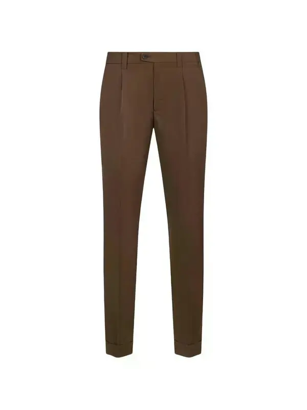 DEVORE INCIPIT Pleated Turn-up Trousers - Brown