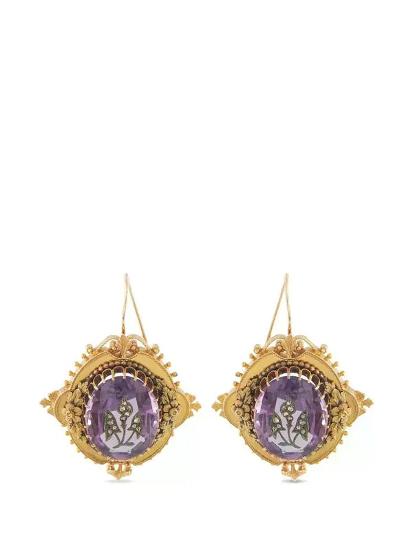 LB EXCLUSIVE Floral Amethyst 14k Yellow Earrings - Gold