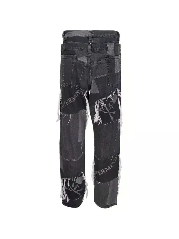 MASTERMIND WORLD Patchwork Jacquard Jeans - Grey