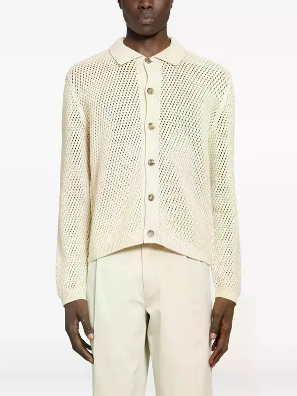 Prada Open-knit Collared Cardigan