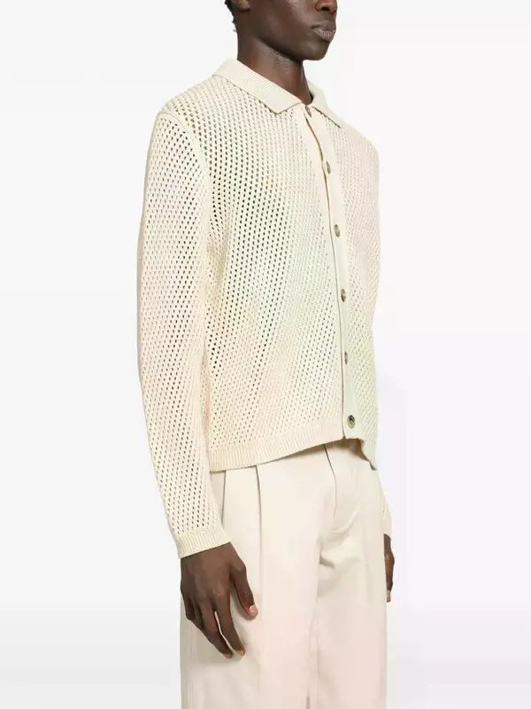 Prada Open-knit Collared Cardigan