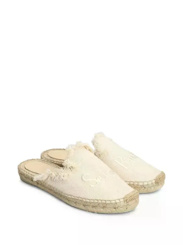 MC2 SAINT BARTH Fringe-trimmed Embroidered Mules