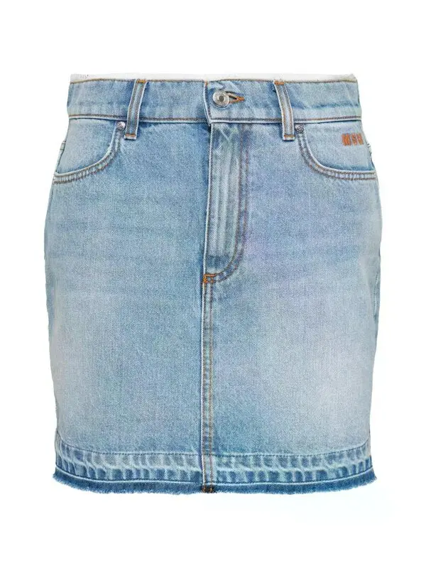 MSGM Raw-cut Denim Skirt