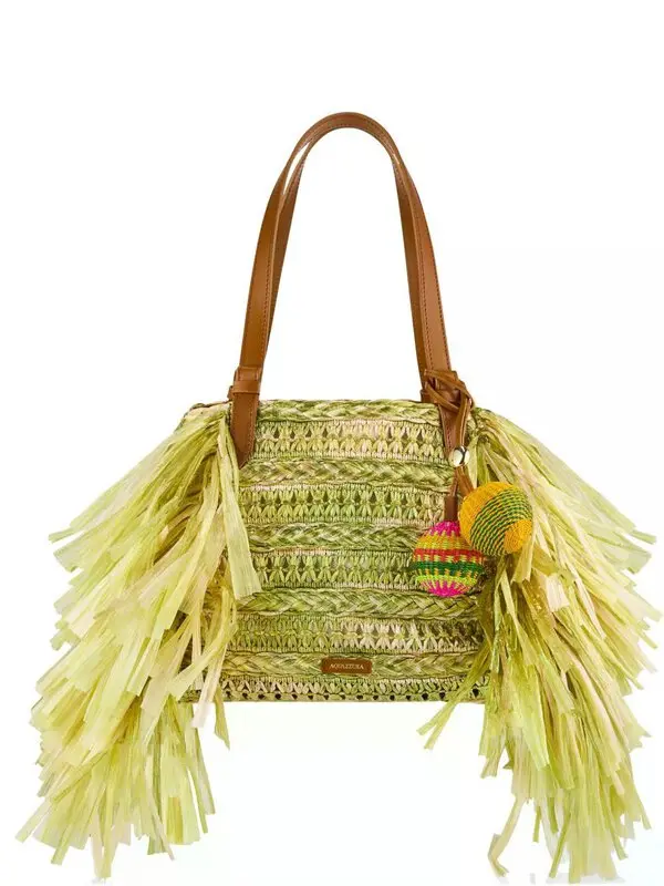 AQUAZZURA Trancoso Fringe-trimmed Tote - Green