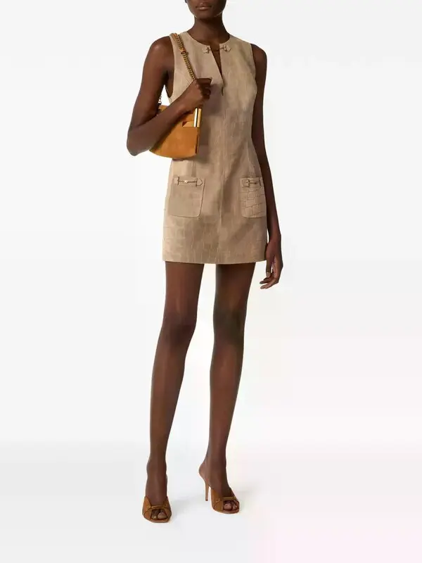 Elisabetta Franchi Alligator-print Leather Mini Dress