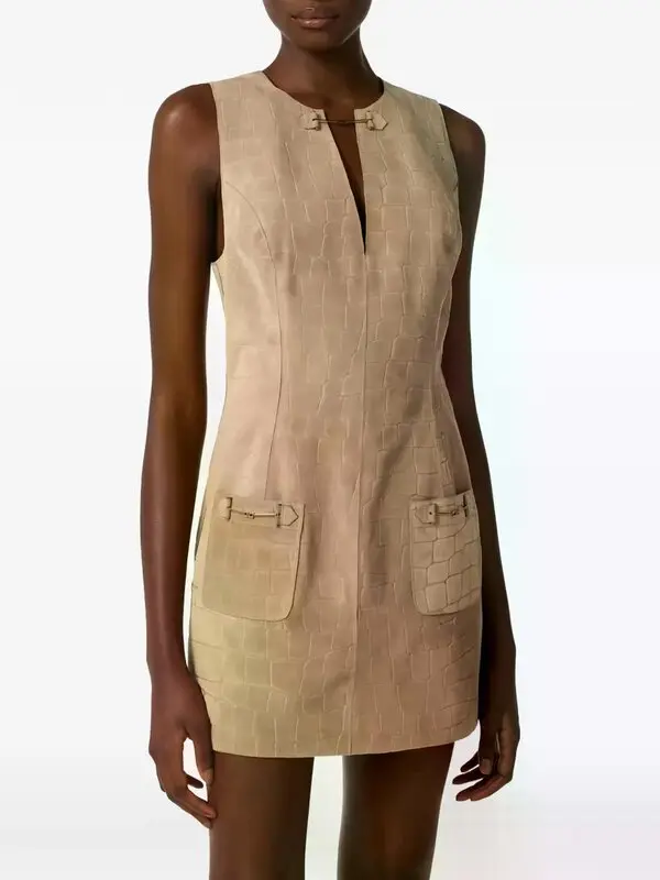 Elisabetta Franchi Alligator-print Leather Mini Dress
